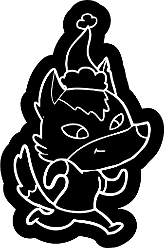 Icône De Dessin Animé Amicale Et Originale Dun Loup Portant Un Chapeau