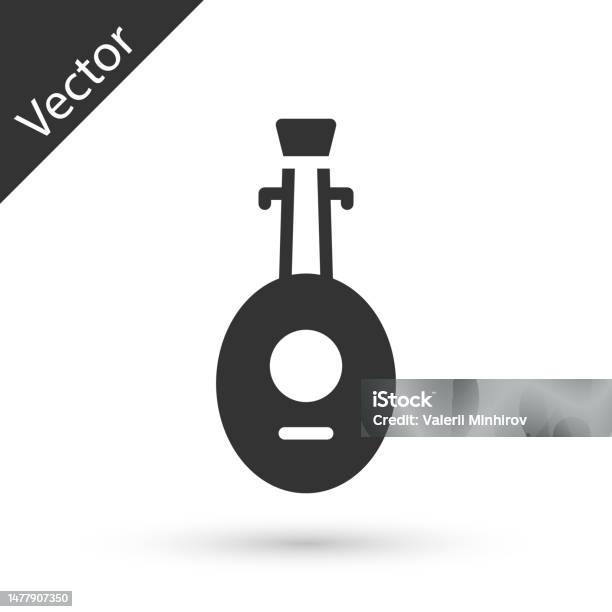 Ilustración De Icono De Laúd De Instrumento Musical Gris Aislado Sobre