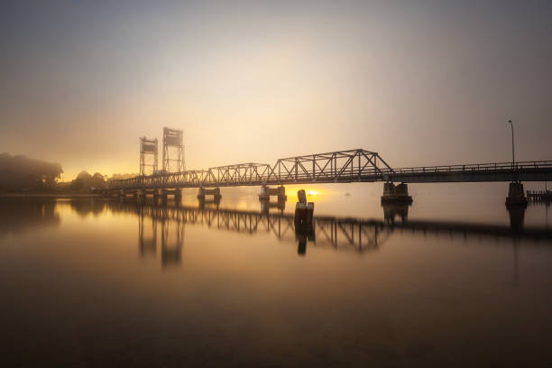 Free picture: hazy, dusk, bridge, river, water, dawn, nature, sunset ...