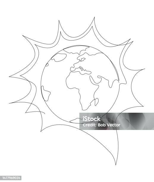 Une Ligne Continue De Bulle De Parole Avec Earth Globe Concept