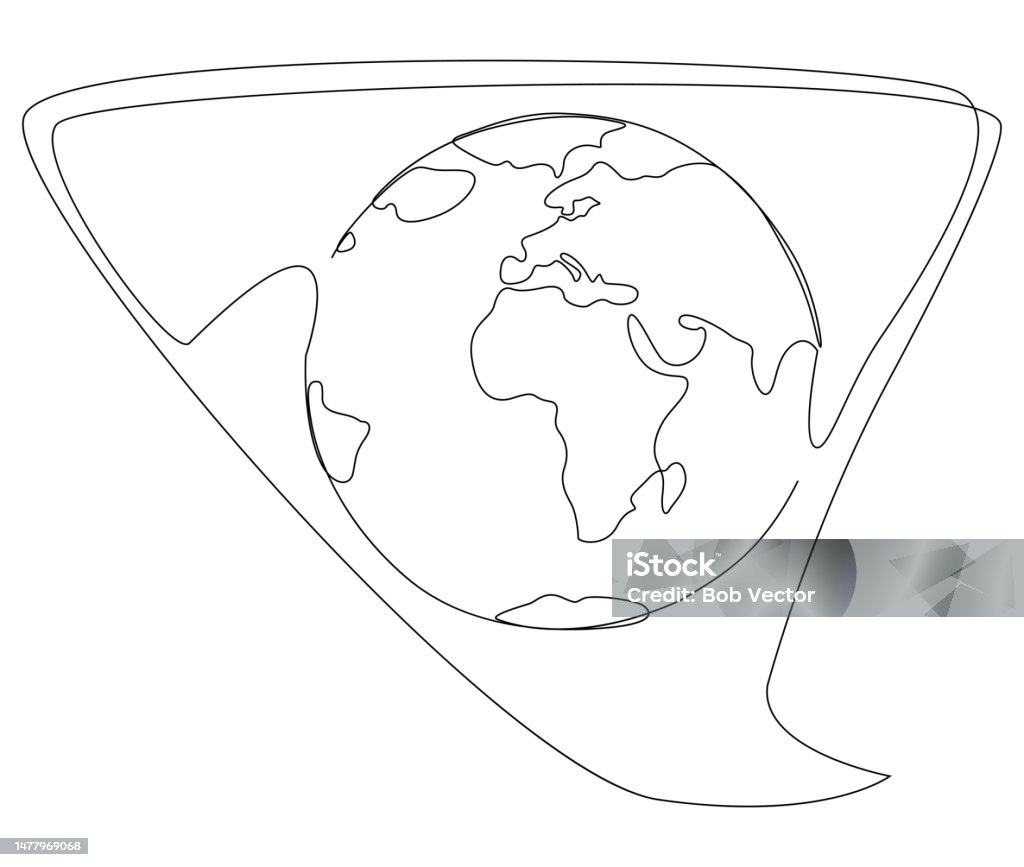 Une Ligne Continue De Bulle De Parole Avec Earth Globe Concept