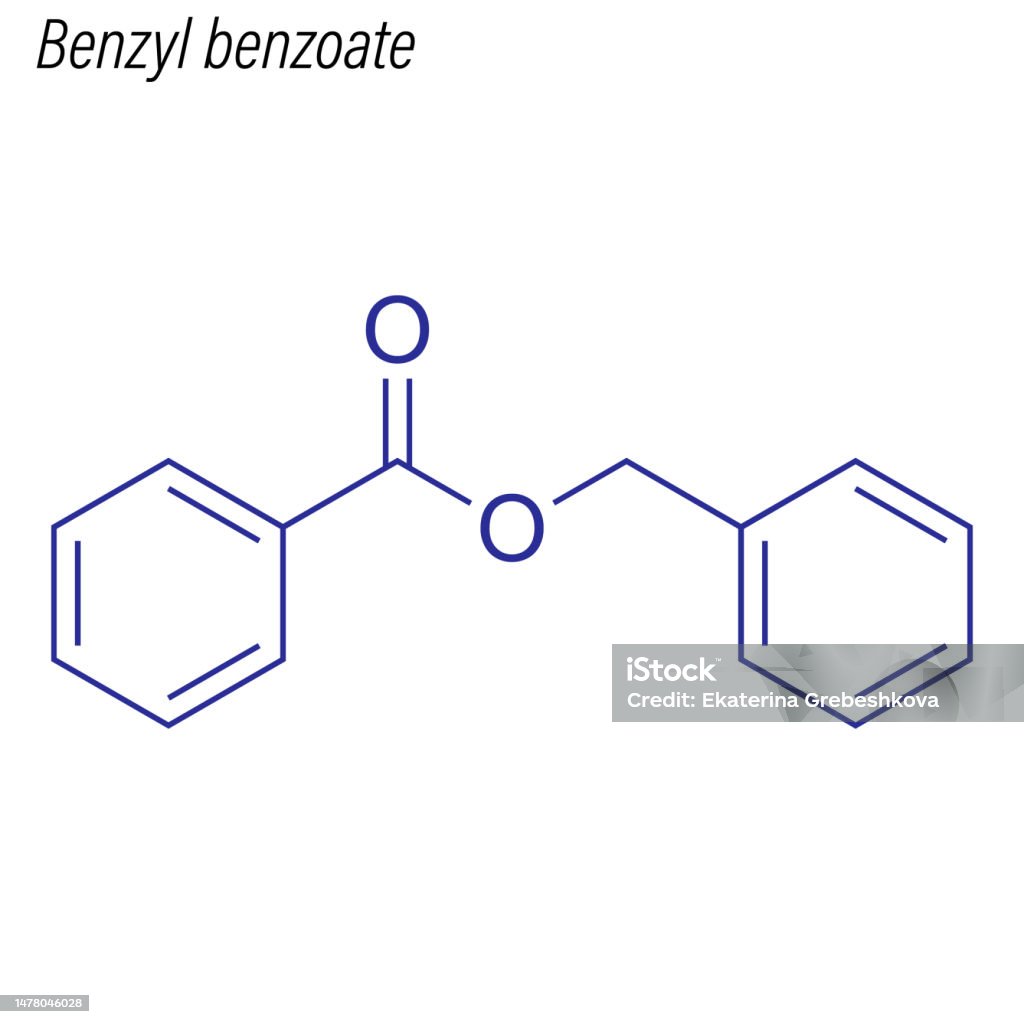 Vector Skeletal Formula Of Benzyl Benzoate Drug Chemical Molecule Stock