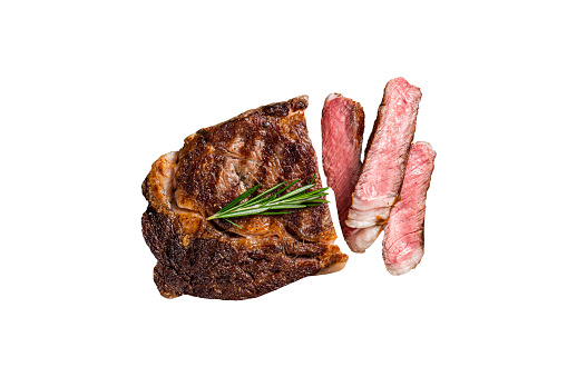 Irisan Dan Panggang Rib Eye Steak Daging Sapi Ribeye Daging Marmer Di