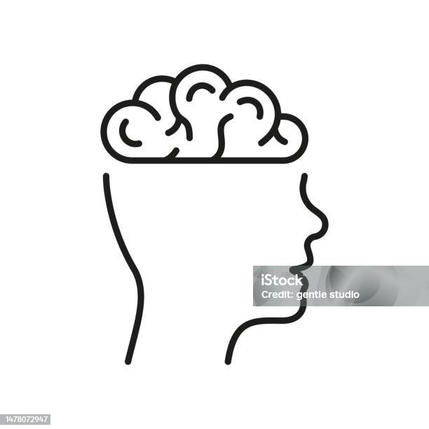 Pictogramme De La Ligne Du Cerveau Humain Neurologie Médicale Signe De