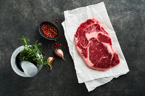 Steak Ribeye Segar Mentah Atau Steak Ribeye Daging Marmer Segar Mentah
