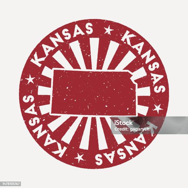 Kansasbriefmarke Reise Roter Stempel Mit Der Karte Des Usbundesstaates ... Kansasbriefmarke Reise Roter Stempel Mit Der Karte Des Usbundesstaates ...