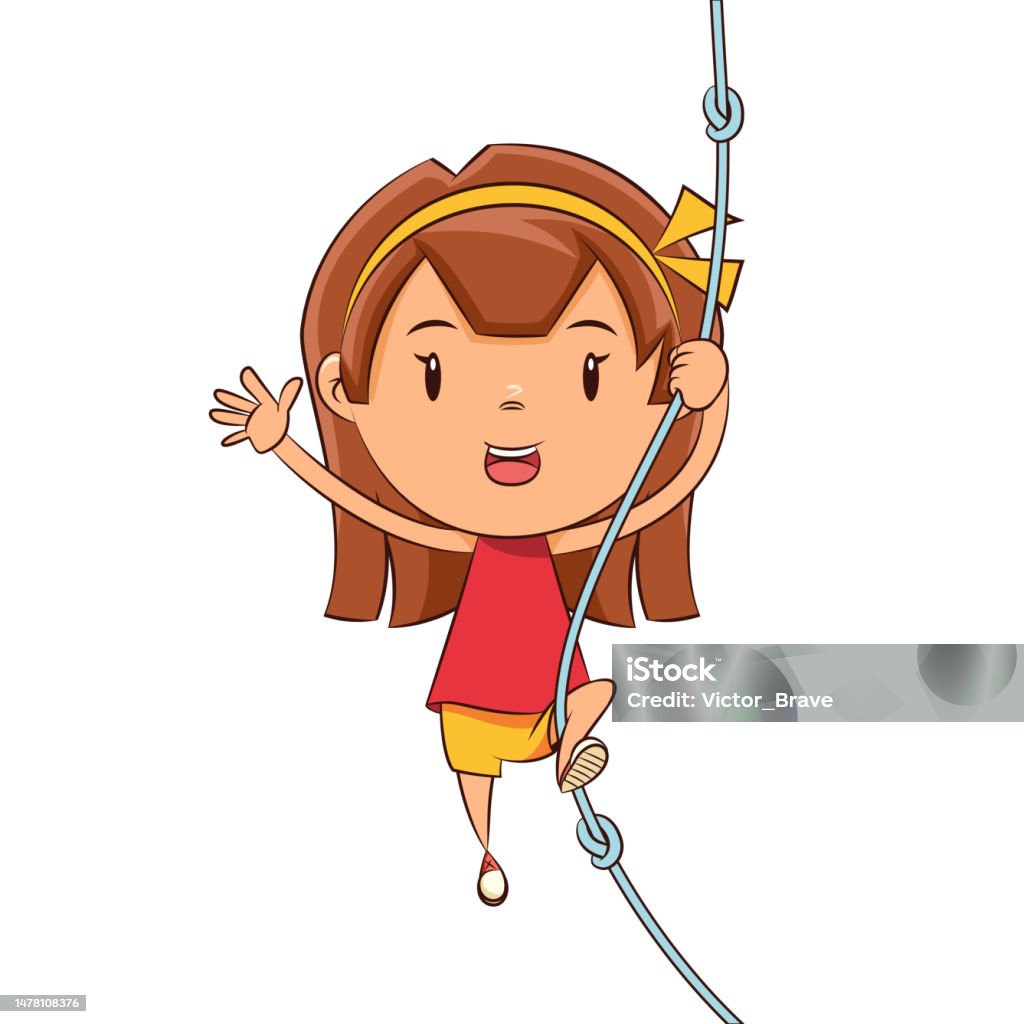 Girl Climbing Rope Stock Illustration Download Image Now Active