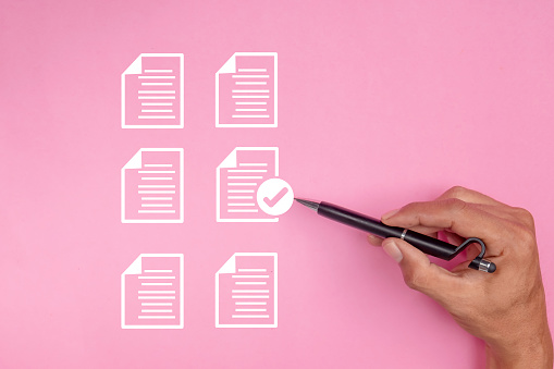 Businessman Touching Document Checklist Icon Stock Photo - Download ... Businessman Touching Document Checklist Icon Stock Photo - Download ...