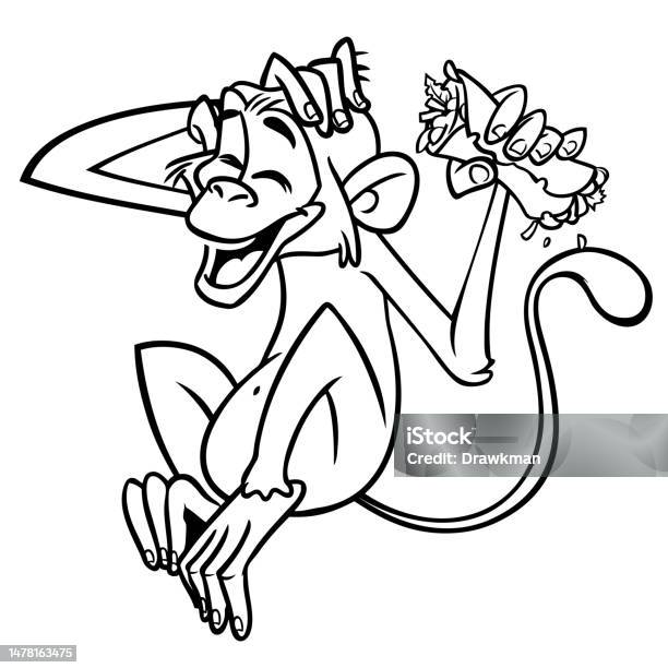 Kartun Simpanse Monyet Lucu Diuraikan Ilustrasi Vektor Karakter Monyet