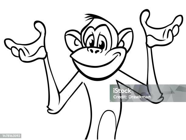 Kartun Simpanse Monyet Lucu Diuraikan Ilustrasi Vektor Karakter Monyet