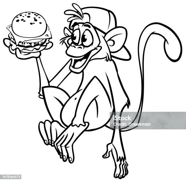 Kartun Simpanse Monyet Lucu Diuraikan Ilustrasi Vektor Karakter Monyet