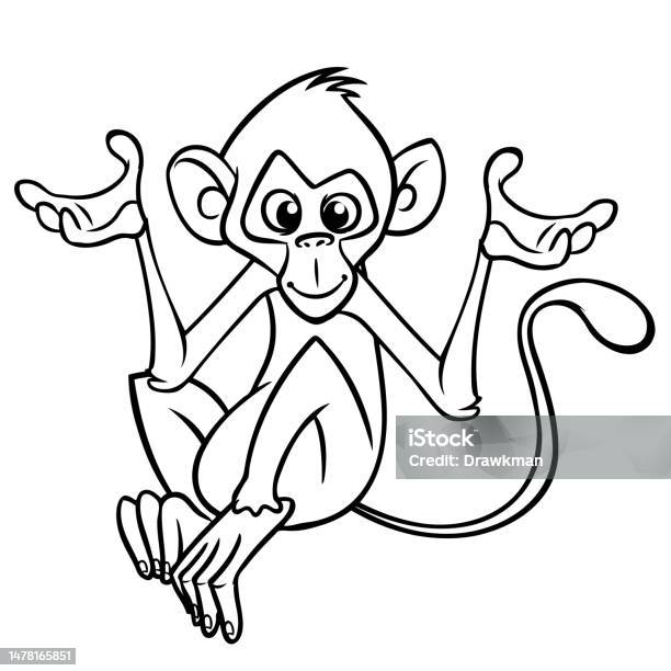 Kartun Simpanse Monyet Lucu Diuraikan Ilustrasi Vektor Karakter Monyet