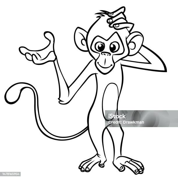 Kartun Simpanse Monyet Lucu Diuraikan Ilustrasi Vektor Karakter Monyet