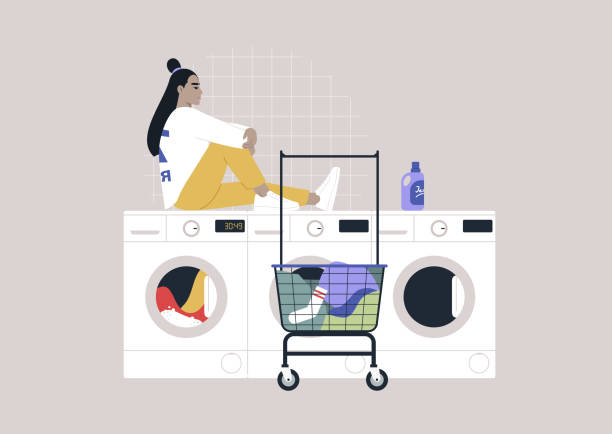 60 Laundromat Waiting Stock Illustrations Royalty Free Vector