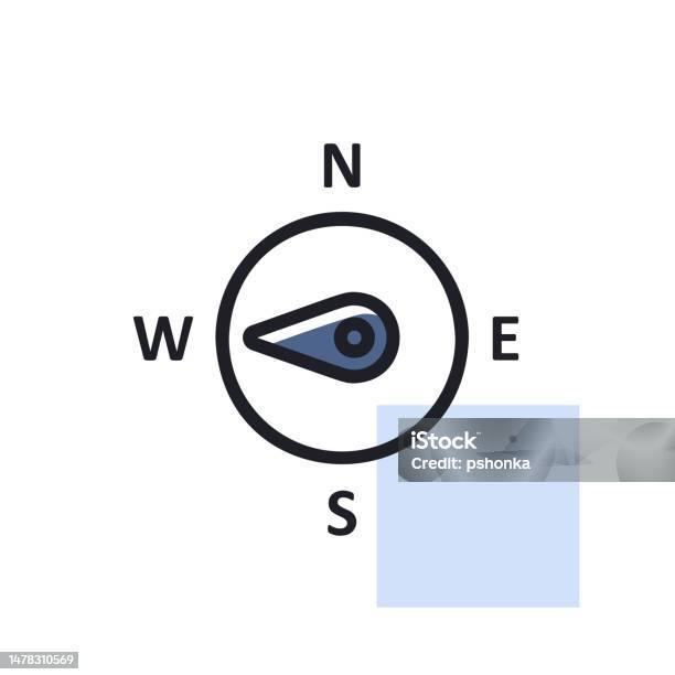 Compass Wind Rose Vector Icon Direction West Stock Illustration