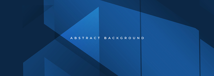 Spanduk Lebar Abstrak Biru Dengan Bentuk Geometris Latar Belakang