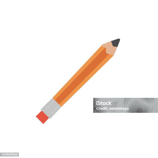 Alat Tulis Sekolah Pensil Gaya Datar Ilustrasi Vektor Ilustrasi Stok