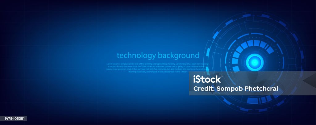Lingkaran Biru Dan Teknologi Garis Teknologi Abstrak Konsep Vektor