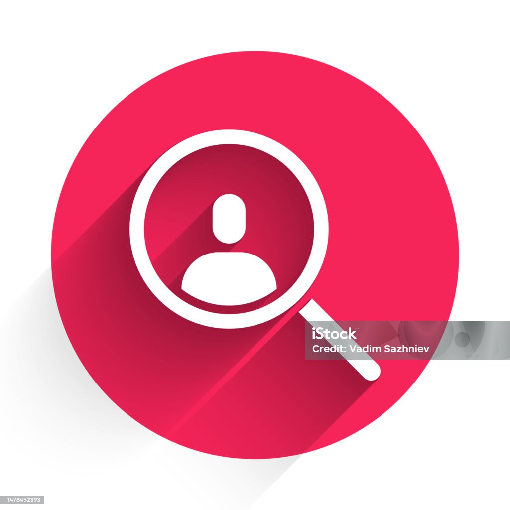 White Magnifying Glass For Search A People Icon Isolated With Long