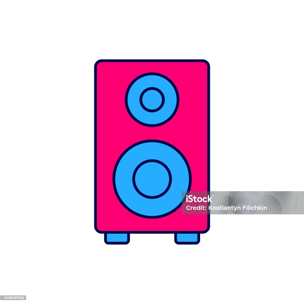 Filled Outline Stereo Speaker Icon Isolated On White Background Sound