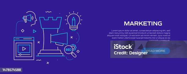 Pemasaran Terkait Desain Banner Line Style Untuk Halaman Web Headline
