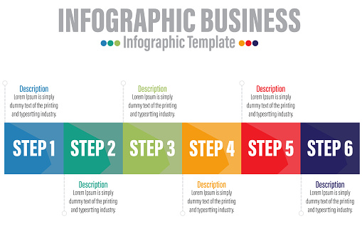 Template Opsi Nomor Infografis Abstrak Dengan Enam 6 Langkah Dengan