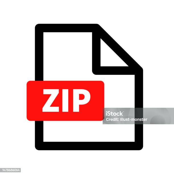 Red Zip File Icon Compressed Data File Computer File Vector Stock