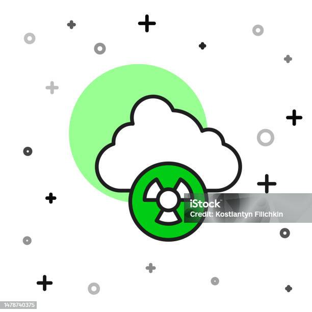 Contour Rempli Icône Pluie Acide Et Nuage Radioactif Isolée Sur Fond