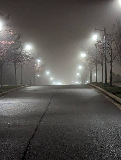 Free Stock Photo of Foggy City Street at Night With Street Lights ...