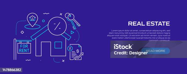 Real Estate Terkait Line Style Banner Design Untuk Halaman Web Headline