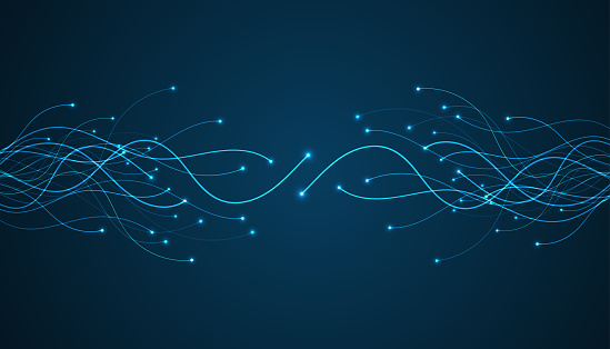 Technologie De Lia Concept Dintelligence Artificielle Lignes Bleues Et