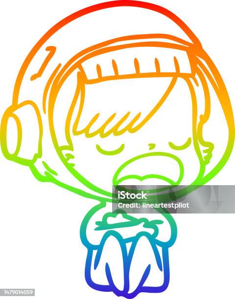 Dessin Au Trait Dégradé Arcenciel Dun Astronaute Parlant De Dessin