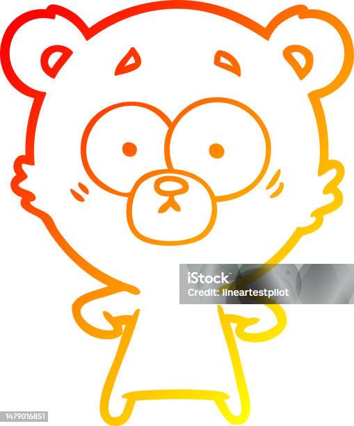 Dessin Au Trait En Dégradé Chaud Dun Dessin Animé Dours Polaire Surpris