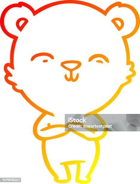 Dessin Au Trait Dégradé Chaud Dun Ours De Dessin Animé Heureux Vecteurs