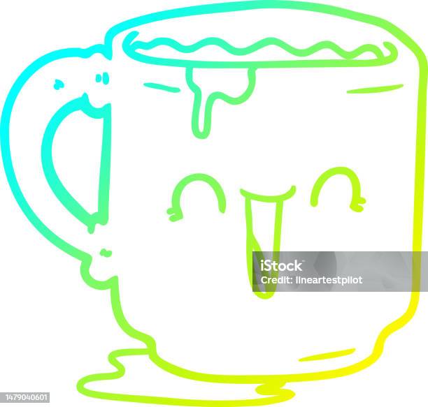 Dessin Au Trait Dégradé Froid Dune Tasse De Bureau Sale De Dessin Animé