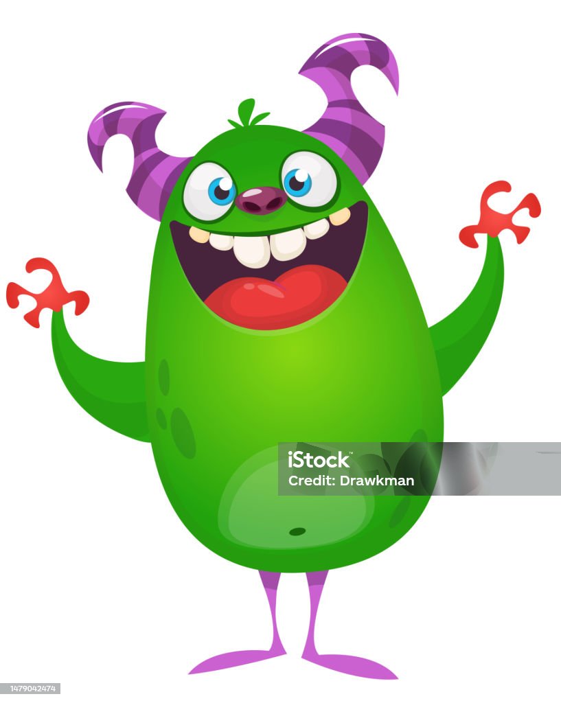 Funny Cartoon Monsters Set Halloween Vector Illustration Stock