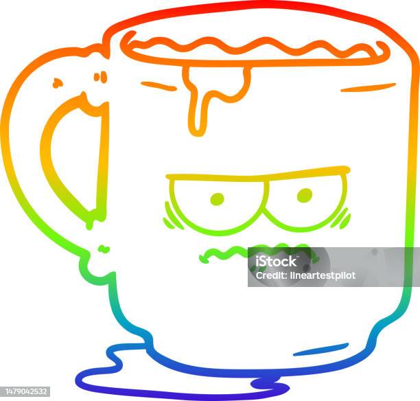 Dessin Au Trait Dégradé Arcenciel Dune Tasse De Bureau Sale De Dessin