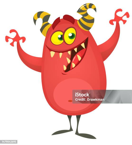 Funny Cartoon Monster Character Illustration Of Cute And Happy Alien Halloween Vector Design