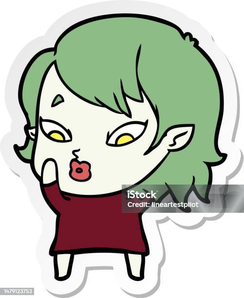Autocollant Dune Jolie Fille Vampire De Dessin Animé Vecteurs Libres De