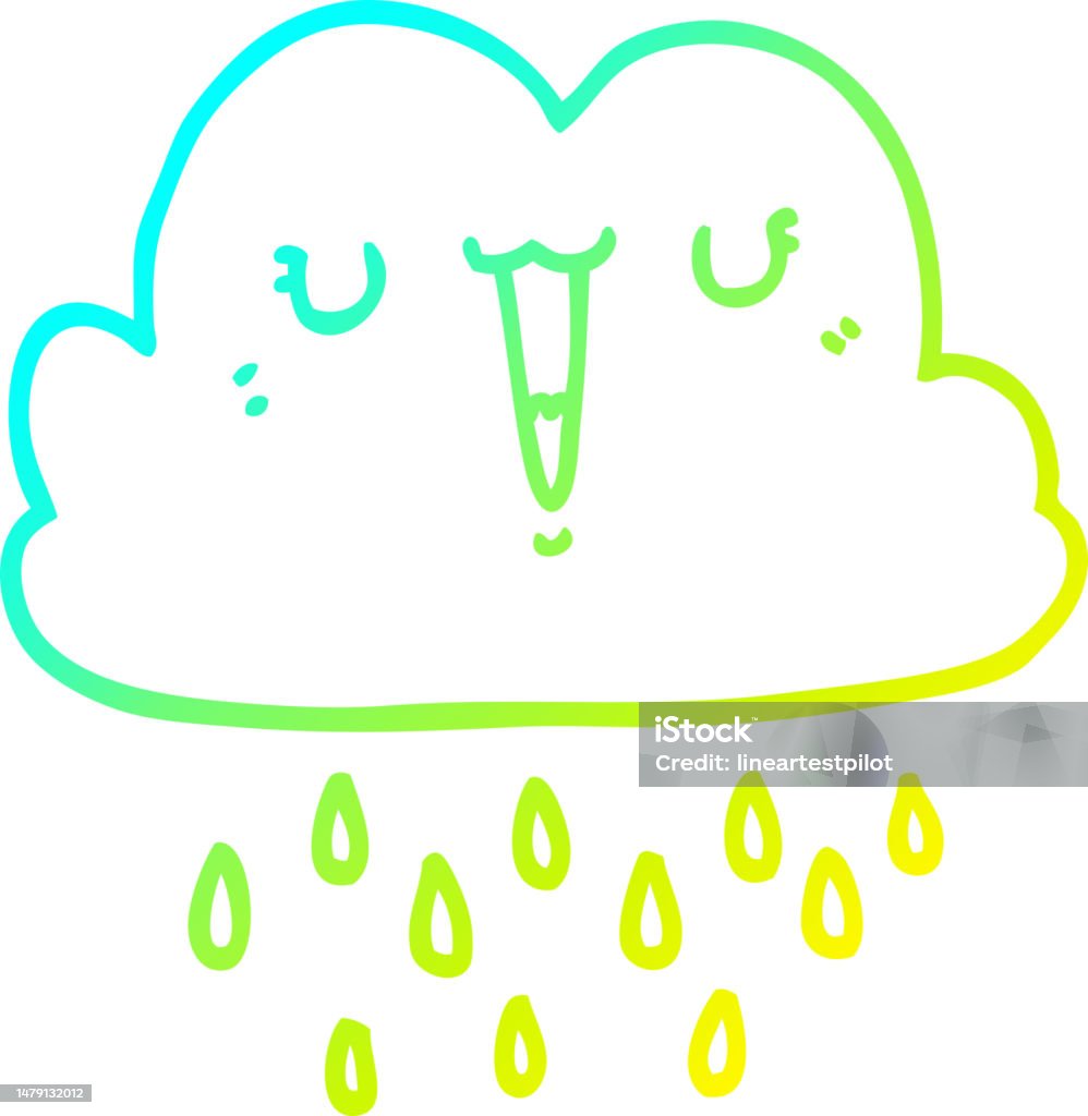 Dessin Au Trait Dégradé Froid Dun Nuage Dorage De Dessin Animé Vecteurs