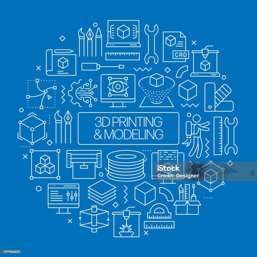 3d Printing And Modeling Web Banner With Linear Icons Trendy Linear