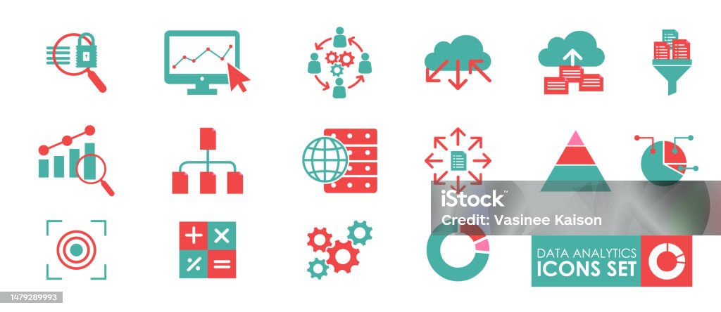 Set Of Data Analytics Icons Data Analytics Icon Set Solid Icons Vector