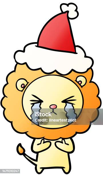 Caricature Dégradée Dessinée À La Main Dun Lion En Pleurs Portant Un