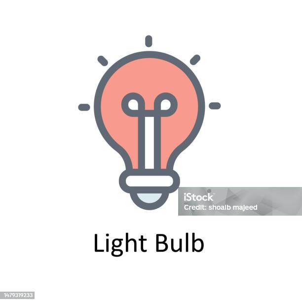 Ikon Garis Besar Isi Vektor Bola Lampu Stok Ilustrasi Stok Sederhana