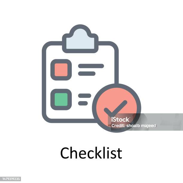 Liste De Contrôle Remplissage Vectoriel Icônes De Contour Stock Simple