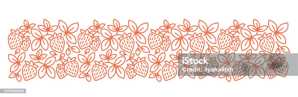 Strawberry Pattern Flourish Background Design Element Editable Outline