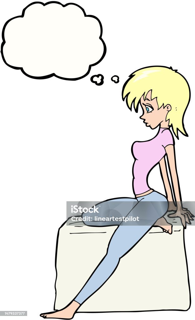 Cartoon Pin Up Pose Girl With Thought Bubble Stock Illustration Download Image Now Adult
