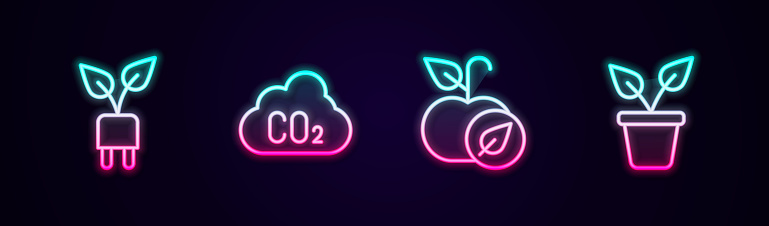 Setel Garis Steker Hemat Listrik Di Daun Awan Emisi Co2 Apple Dan Pot ... Setel Garis Steker Hemat Listrik Di Daun Awan Emisi Co2 Apple Dan Pot ...