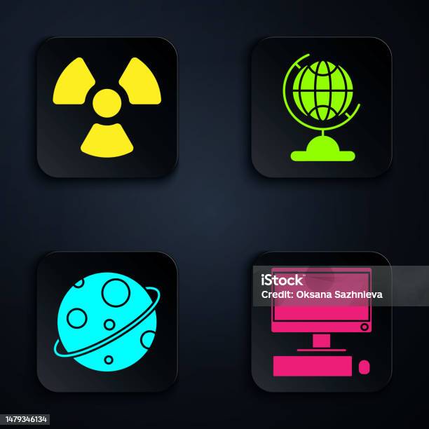 Set Computer Monitor With Keyboard And Mouse Radioactive Planet And