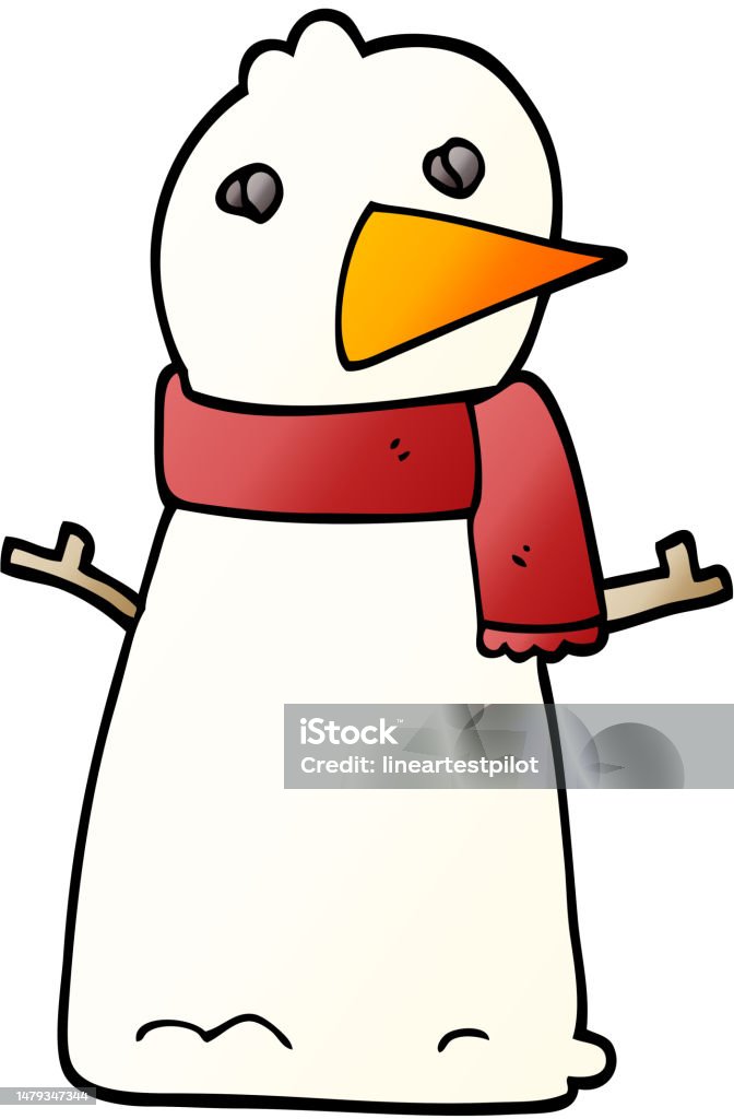 Vector Gradient Illustration Cartoon Snowman Stock Illustration Download Image Now Art